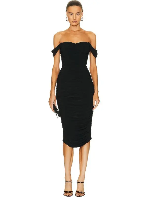 Norma Kamali Walter Midi Dress With Winglet Sleeves - Black