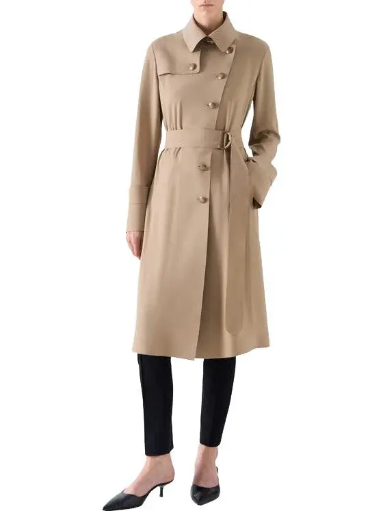 Akris Laser Cut Technical Crepe Trench Coat - Beige