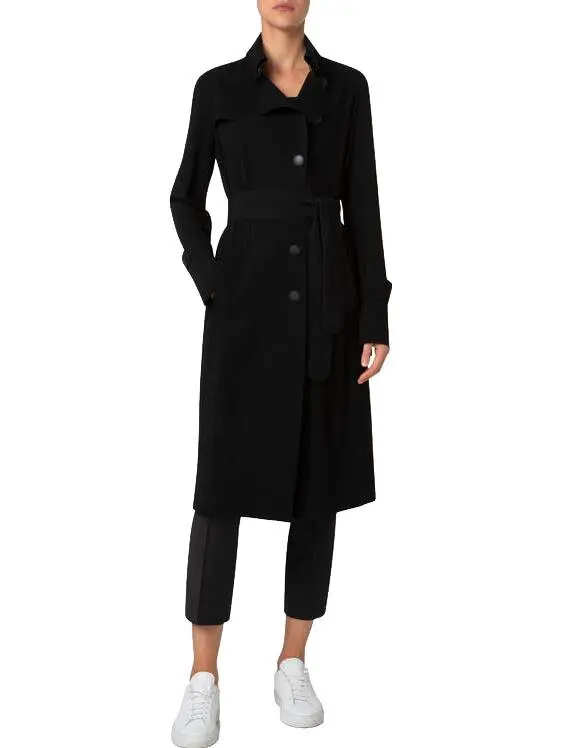 Akris Laser Cut Technical Crepe Trench Coat - Black