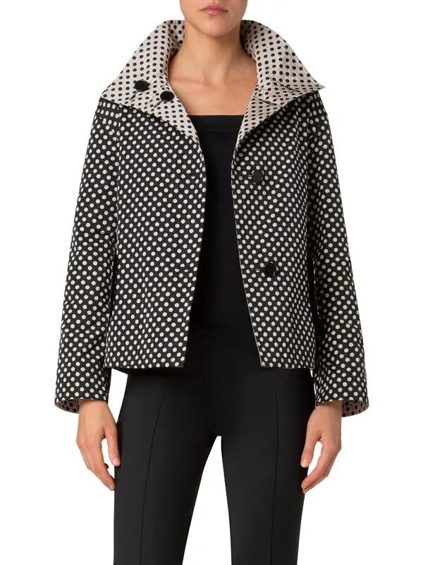 Akris Polka Dot Reversible Jacket - Black Cream