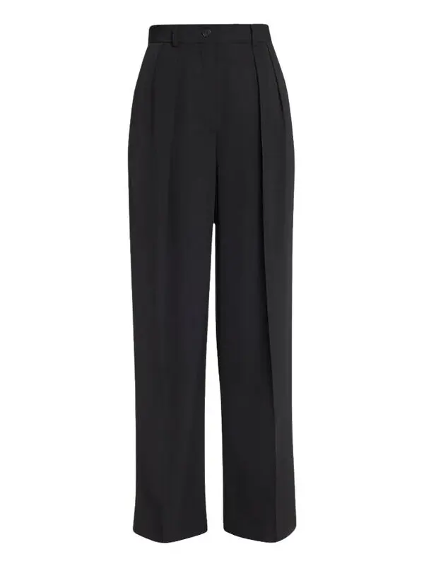 THE ROW Igor Pleated Straight-leg Trousers - Black
