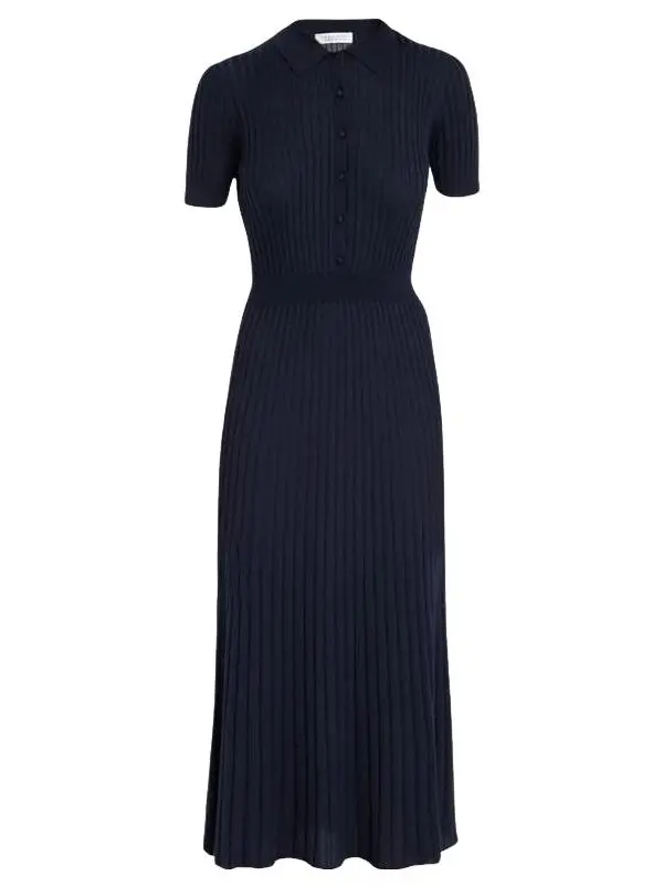 Gabriela Hearst Amor Polo Ribbed Cashmere Dress - Dark Navy