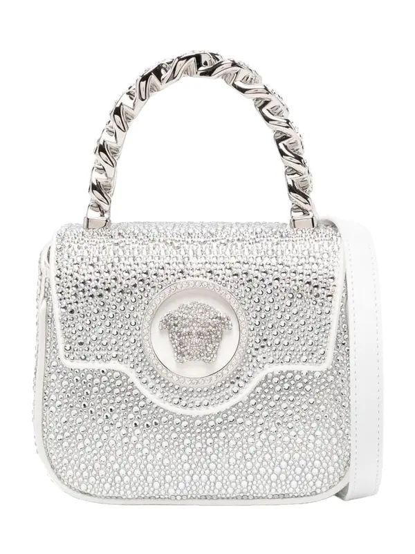 Versace La Medusa Crystal-embellished Mini Bag - Silver