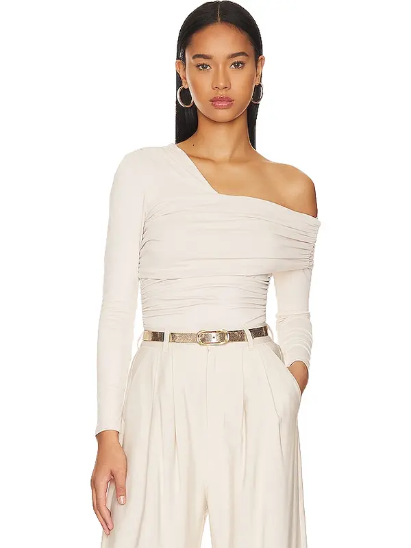 Susana Monaco Gathered One Shoulder Top - Blanched Almond