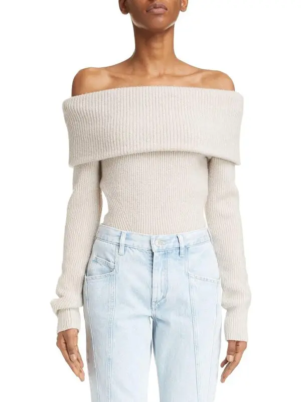 Isabel Marant Off-the-shoulder Wool & Cashmere Sweater - Beige
