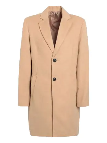 Topman Single-breasted Brushed-felt Coat - Beige