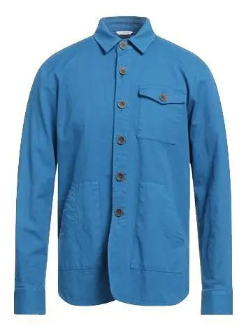 MANUEL RITZ Shirt Size Cotton, Linen, Elastane - Blue