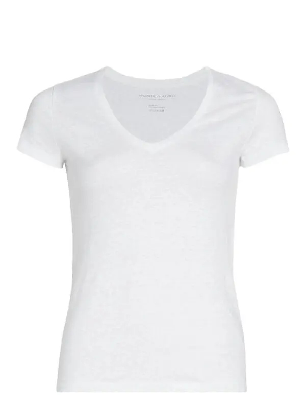 Majestic Filatures Stretch Linen V-neck T-shirt - Blanc