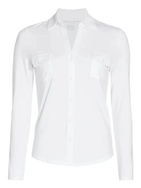 Majestic Filatures Soft Touch Long-sleeve Pocket Shirt - Blanc