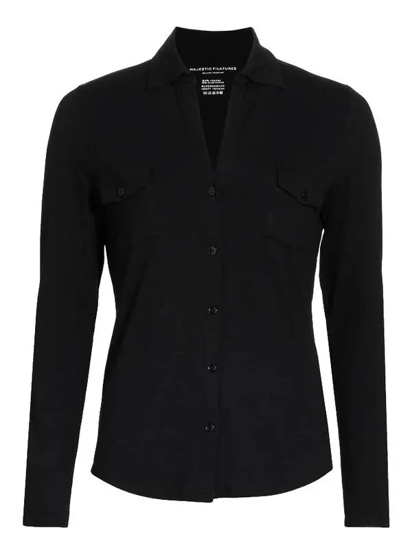 Majestic Filatures Soft Touch Long-sleeve Pocket Shirt - Noir
