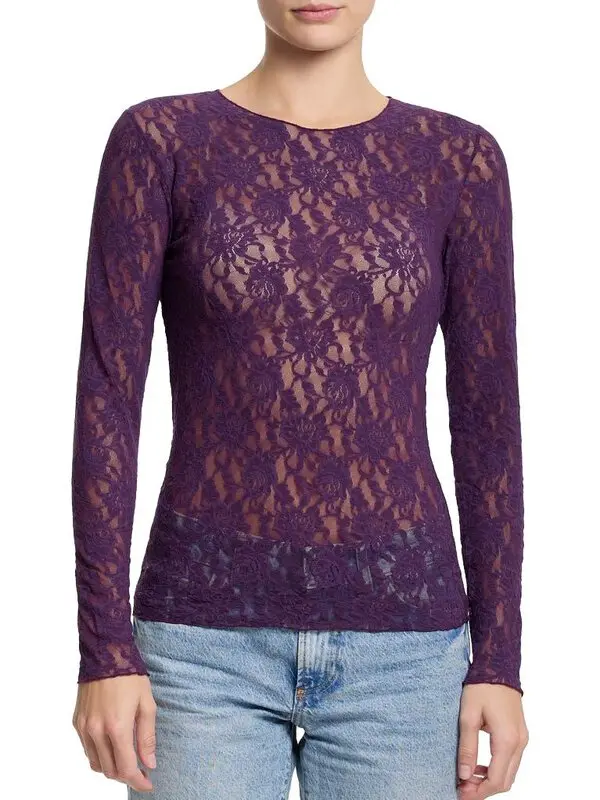 Hanky Panky Signature Lace Long Sleeve Top - Stone Fruit