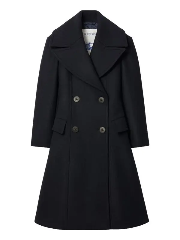 Burberry Wool Tailored Coat - Navy