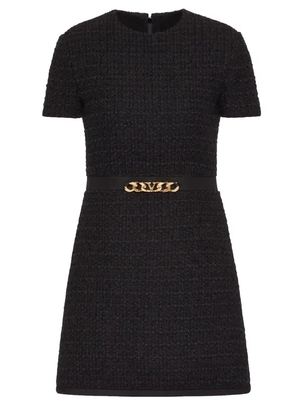 Valentino Garavani Chain-link Trim Mini Dress - Black