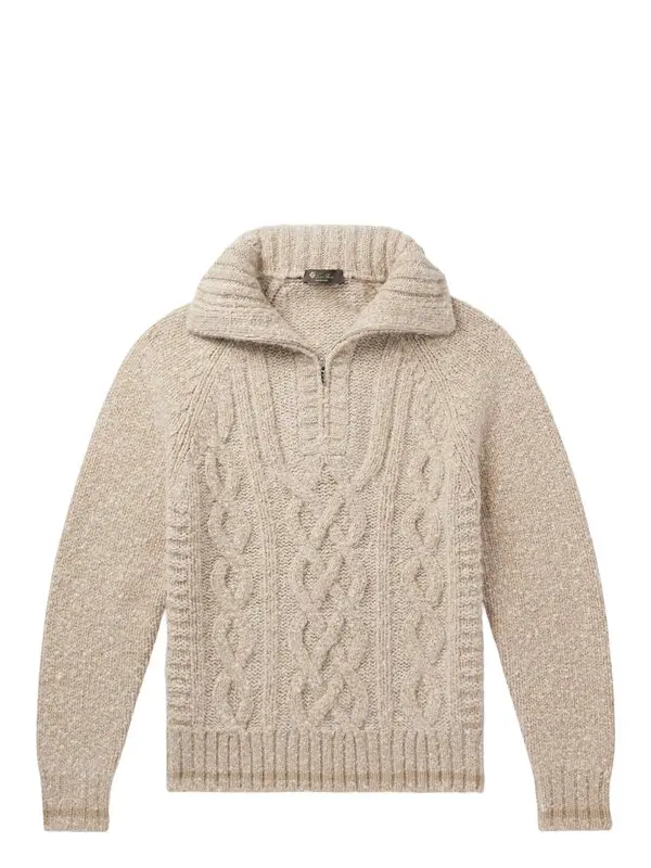 Loro Piana Cable-knit Cashmere Half-zip Sweater - Neutrals