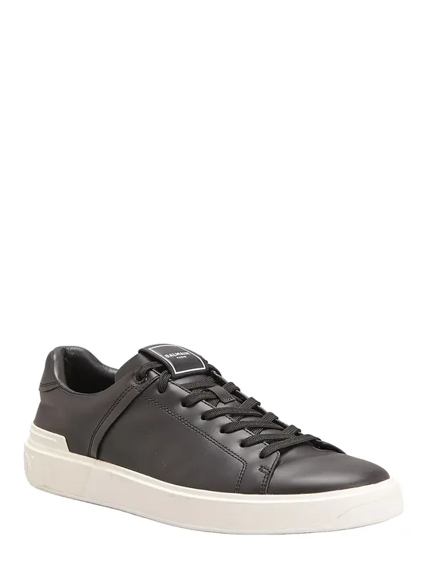 Balmain B-court Leather Low-top Sneakers - Black/white