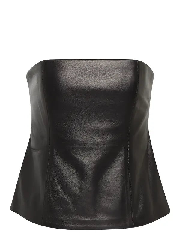 Co Essentials Leather Bustier Top - Black