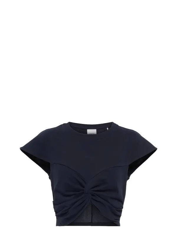 Isabel Marant Zineae Cotton Jersey Crop Top - Black