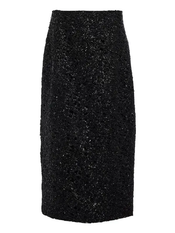 THE ROW Boucle Wool Maxi Skirt - Black