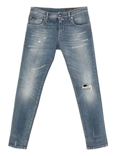 Dolce & Gabbana Jeans With Calfskin Details - Blue