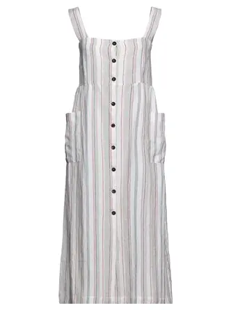 Giuliva Heritage Striped Linen Midi Shirt Dress - White