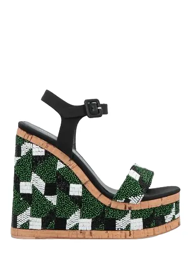 HAUS OF HONEY Ankle Strap Wedge Sandals - Green