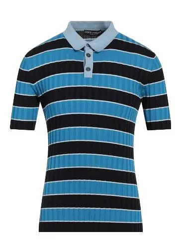 Dolce & Gabbana Striped Knit Polo Shirt - Black