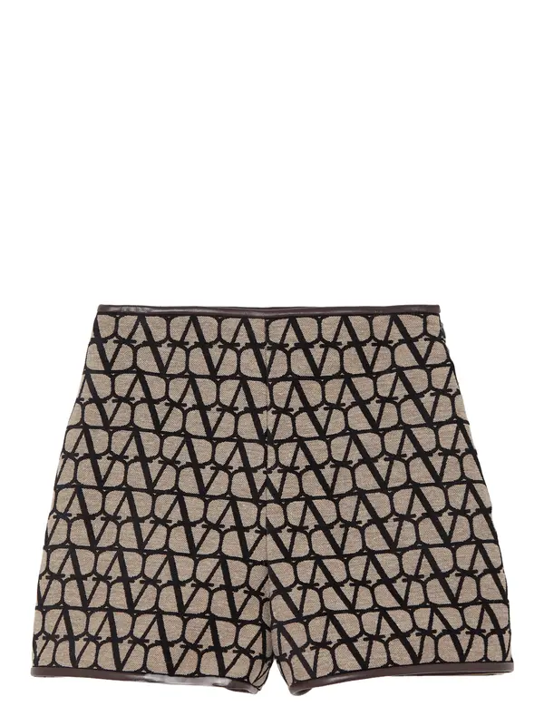 Valentino Garavani Toile Iconographe Flocked Canvas Shorts - Brown