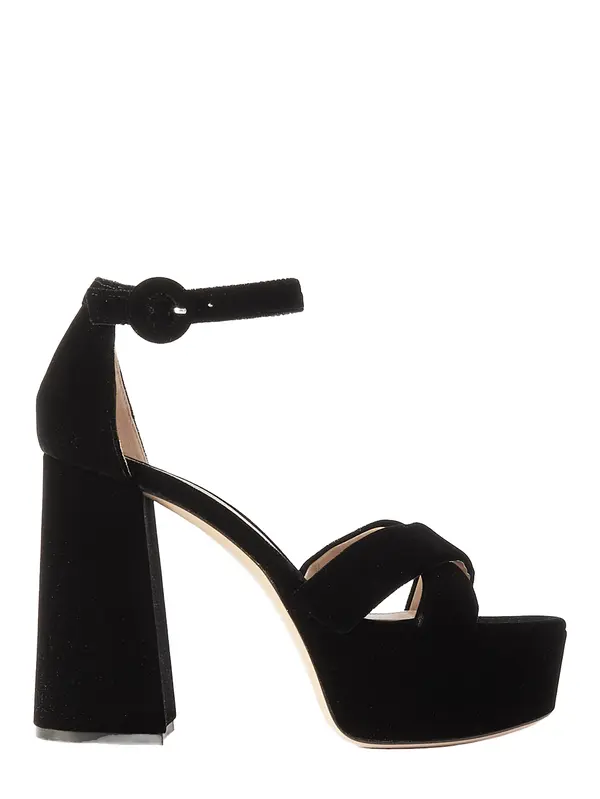 GIANVITO ROSSI Sheridan 110 Velvet Platform Sandals - Black