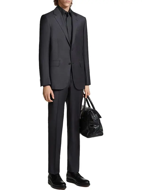 Zegna Pin Dot Trofeo Milano Wool Suit - Dark Grey