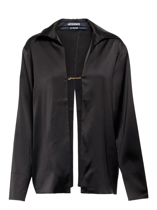 Jacquemus La Chemise Notte Satin Shirt - Black