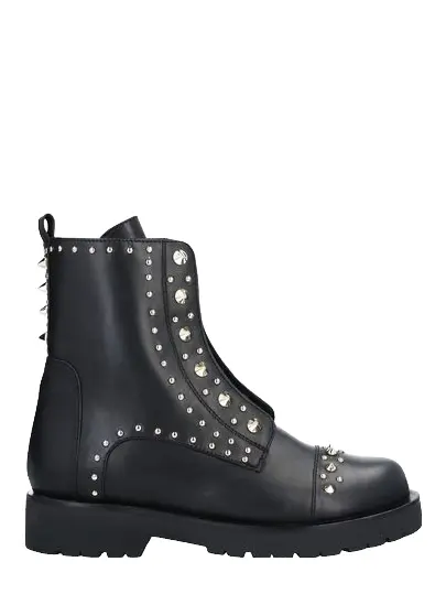 TWINSET Ankle Leather Combat Boots - Black