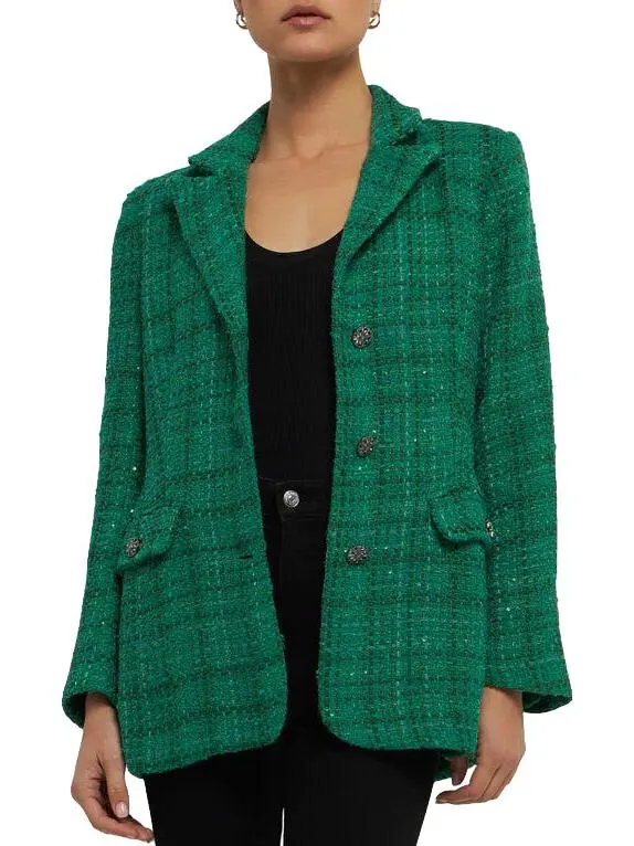 Endless Rose Sequin Tweed Blazer - Green