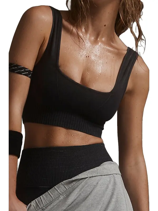 Free People Good Karma Square-neck Bra - Black