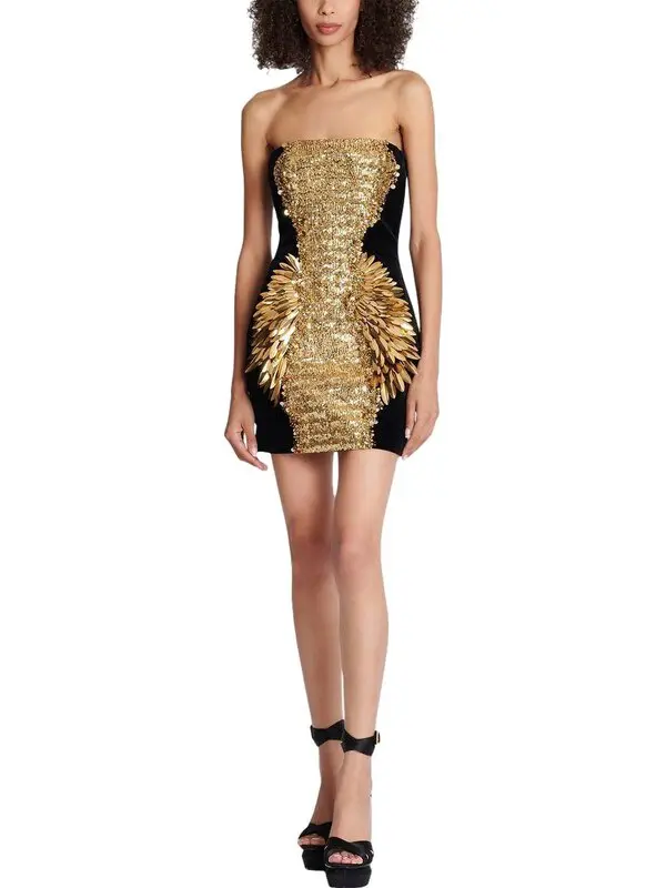 Balmain Sequin-embellished Mini Dress - Black