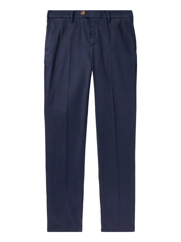 Brunello Cucinelli Slim-fit Stretch-cotton Gabardine Trousers - Blue