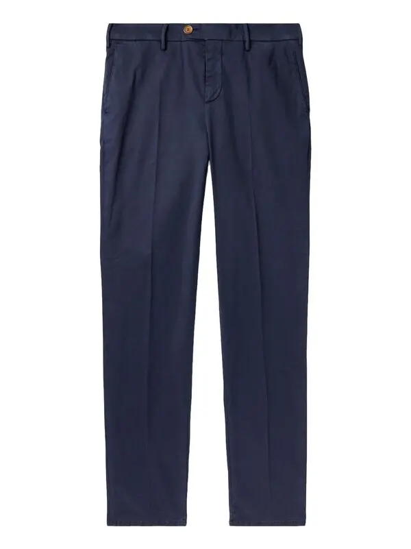 Brunello Cucinelli Slim-fit Stretch-cotton Gabardine Trousers - Blue