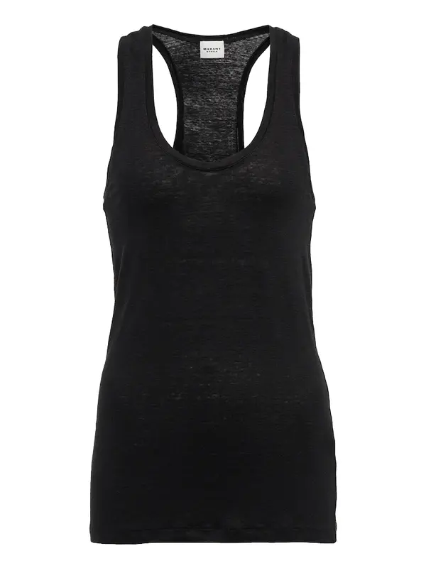 MARANT ETOILE Avien Linen Tank Top - Black