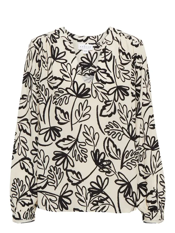 Velvet By Graham & Spencer Printed Crêpe Blouse - White