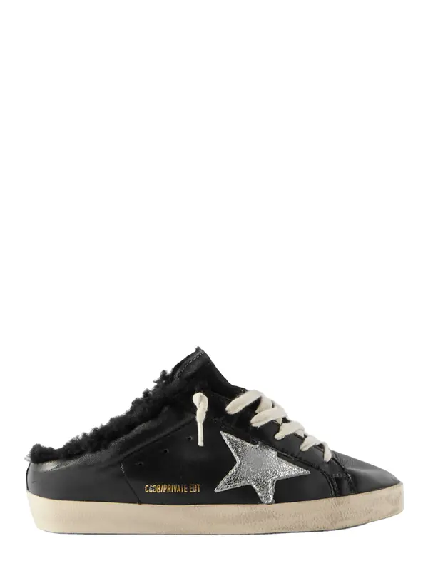 GOLDEN GOOSE Super-star Sabot Shearling-lined Slip-on Sneakers - Black