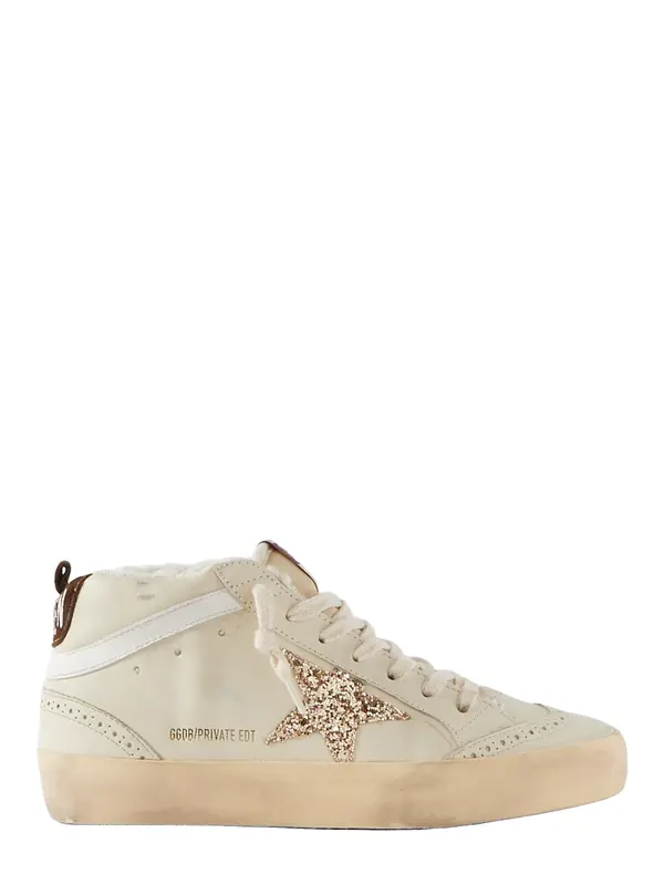 GOLDEN GOOSE Superstar Shearling-lined Leather Sneakers - Ivory