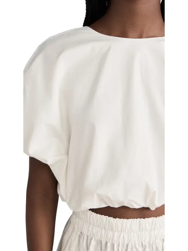 Mikoh Opihi Bubble Sleeve Crop Top - Bone