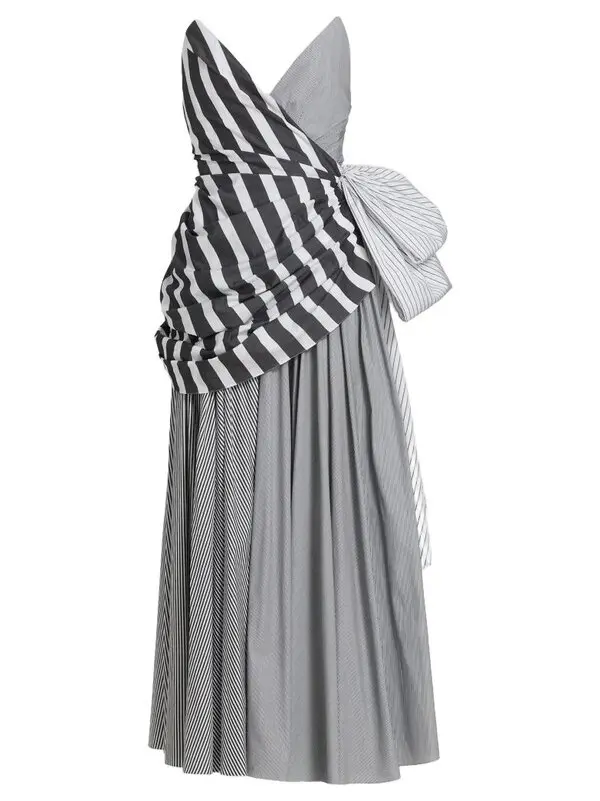 Christopher John Rogers Strapless Draped Gown - Black Multi