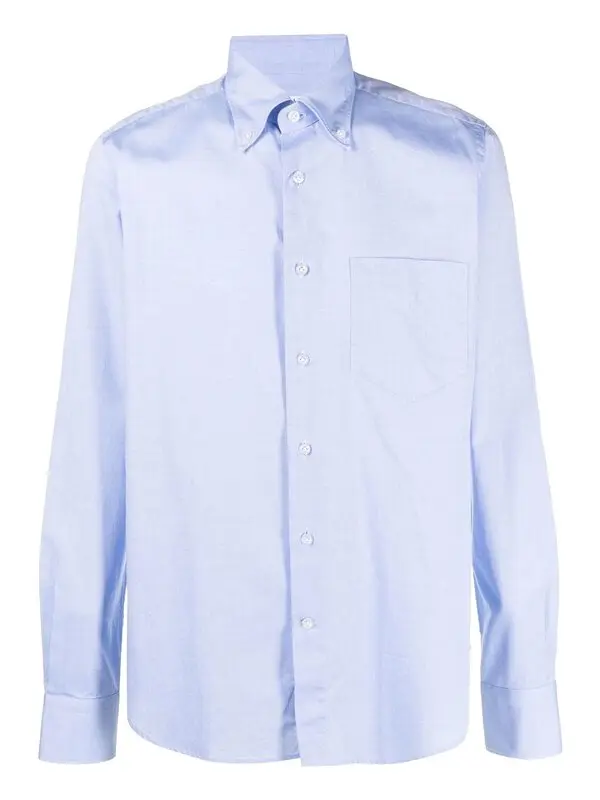 ORIAN Long Sleeve Cotton Shirt - Blue