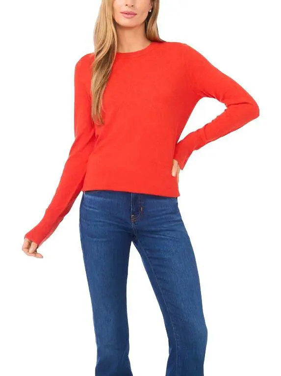 Halogen Button Cuff Crewneck Sweater - Poinciana