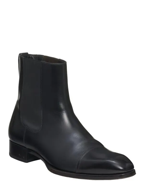 TOM FORD Elkan Cap Toe Chelsea Boot - Black
