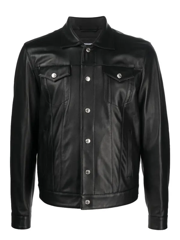 Dsquared2 Button-up Leather Shirt - Black
