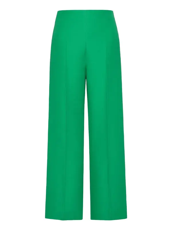 Valentino Garavani Wide-leg Wool-silk Trousers - Green
