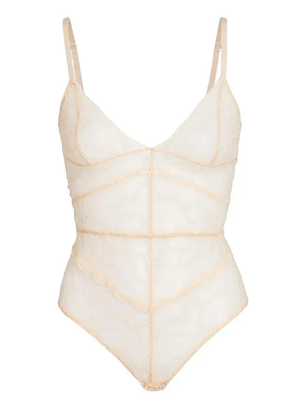 Kiki De Montparnasse Mon Cheri Sheer Lace Bodysuit - Blush