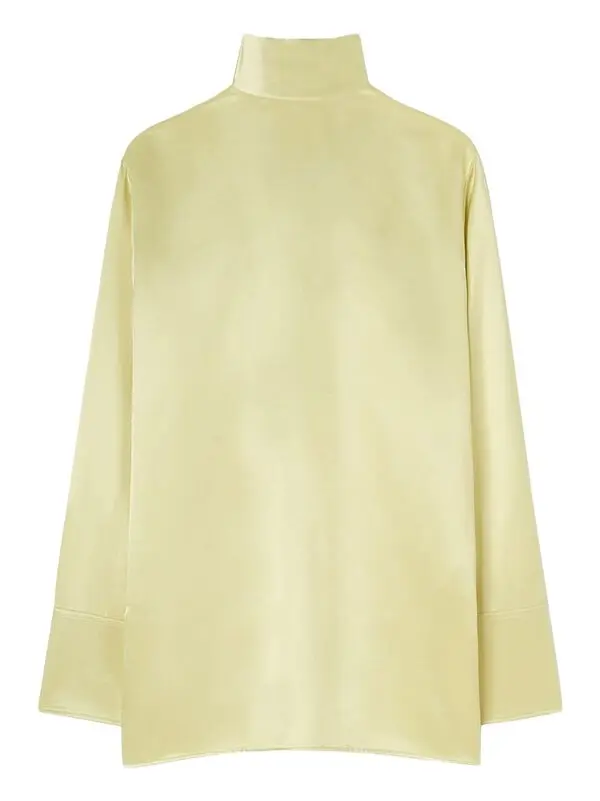 JIL SANDER Roll-neck Satin Blouse - Green
