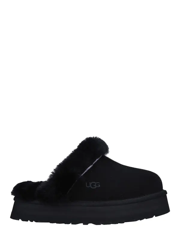 UGG Suede Disquette Flatform Slippers - Black